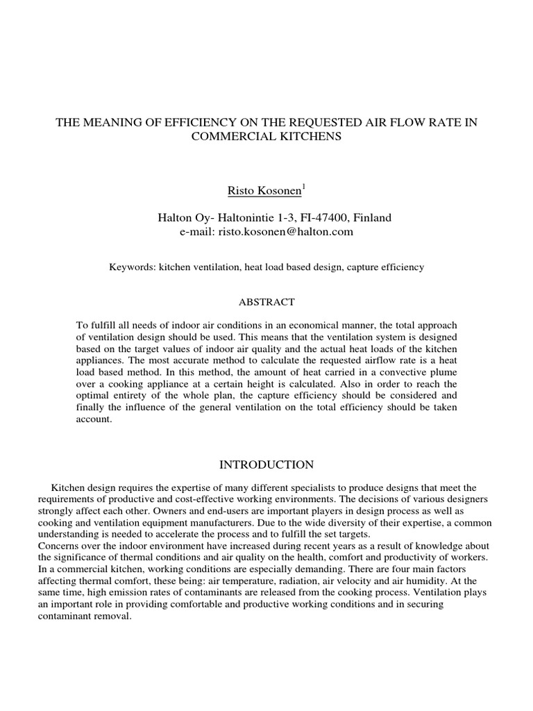 Halton - Kitchen Canopy (Eng. Guide) | PDF | Ventilation (Architecture ...