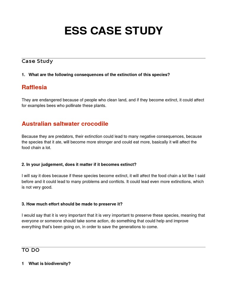 Ess Case Study: Rafflesia | PDF | Wellness | Science & Mathematics