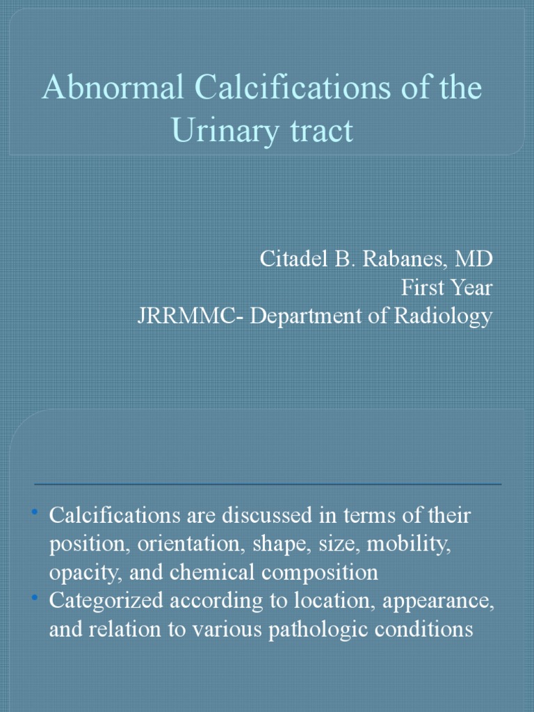 Calcifications of The Urinary Tract | PDF | Kidney | Genitourinary System