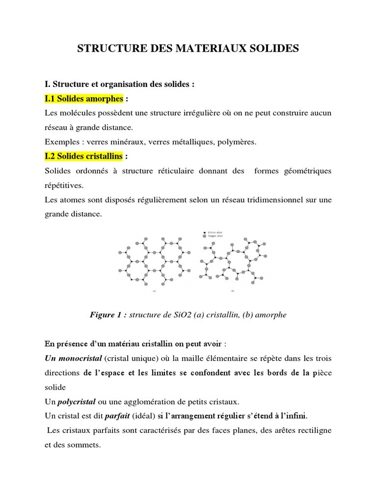 Structure des Matériaux Solides | PDF | Sciences et mathématiques