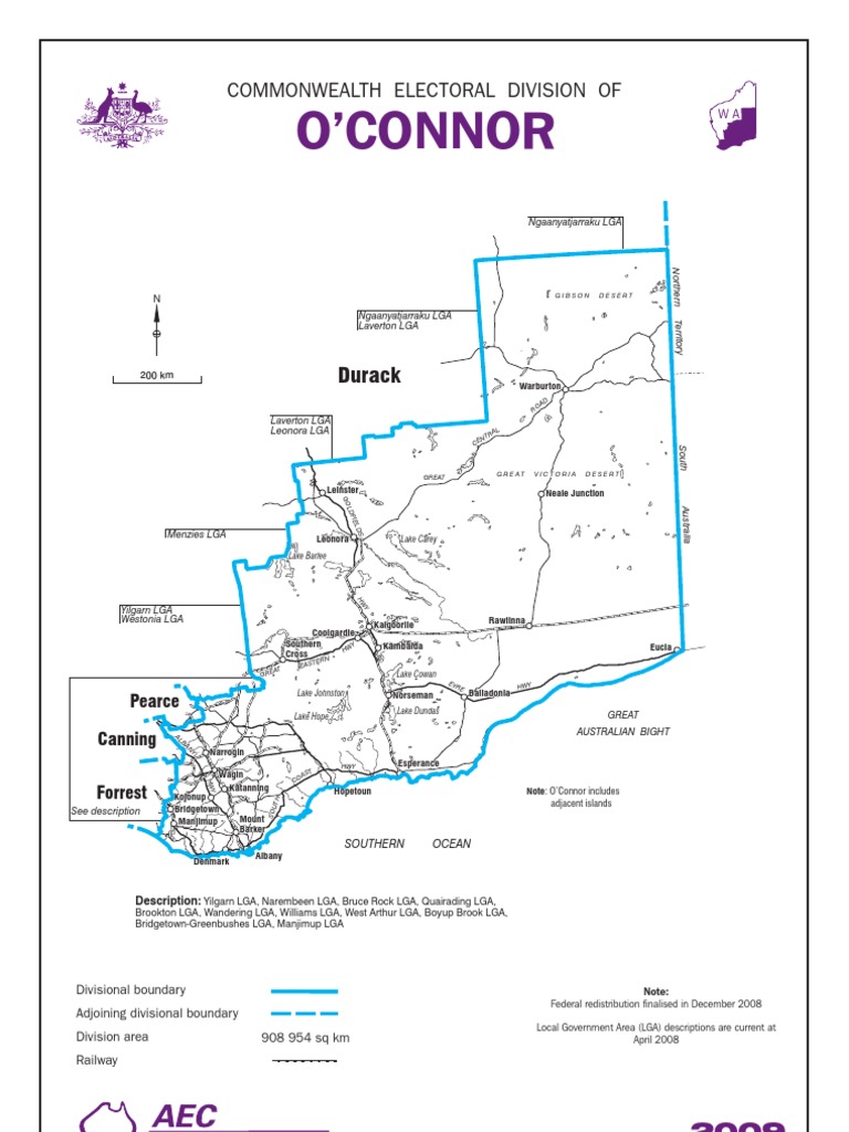 O'Connor - Electorate Map | PDF