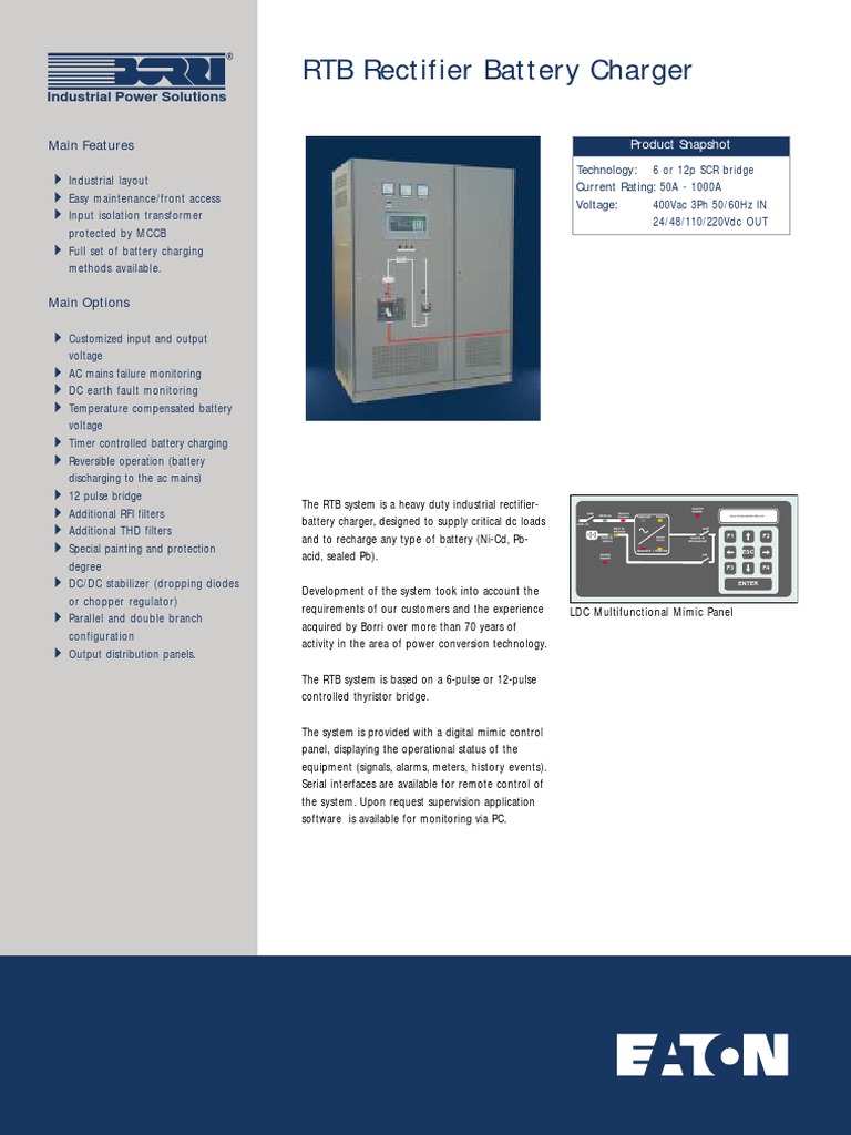 RTB Rectifier Battery Charger: A Heavy Duty Industrial Rectifier ...