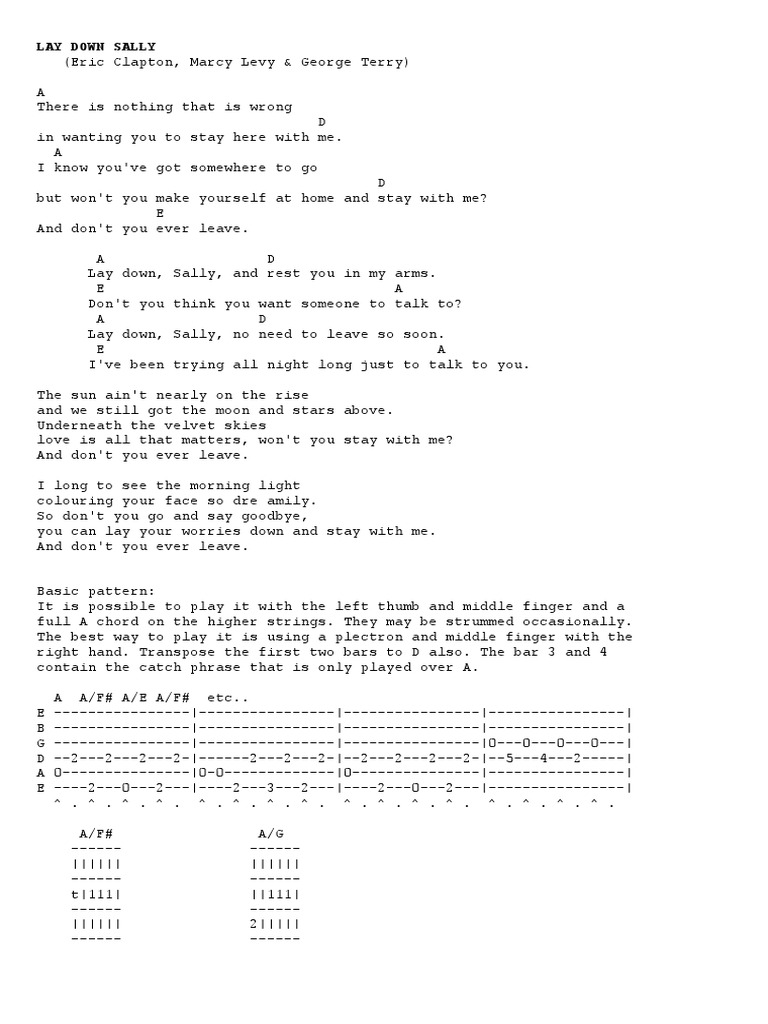 Lay Down Sally Pdf Leisure Entertainment General