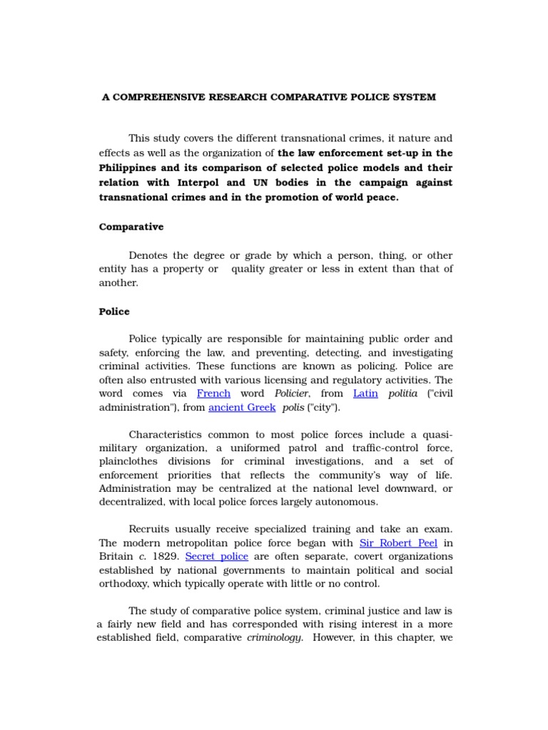 Comparative Police System | PDF | Organized Crime | Transnational ...