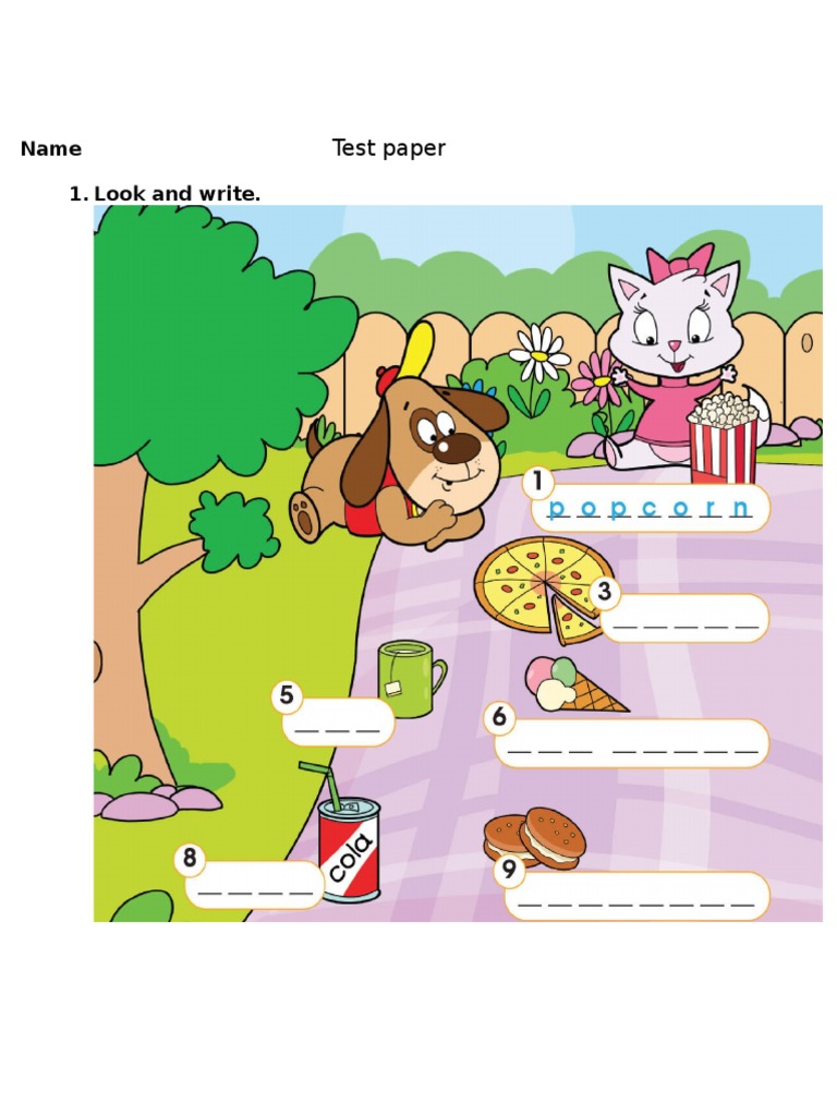 Test Paper 1st Grade Food | PDF