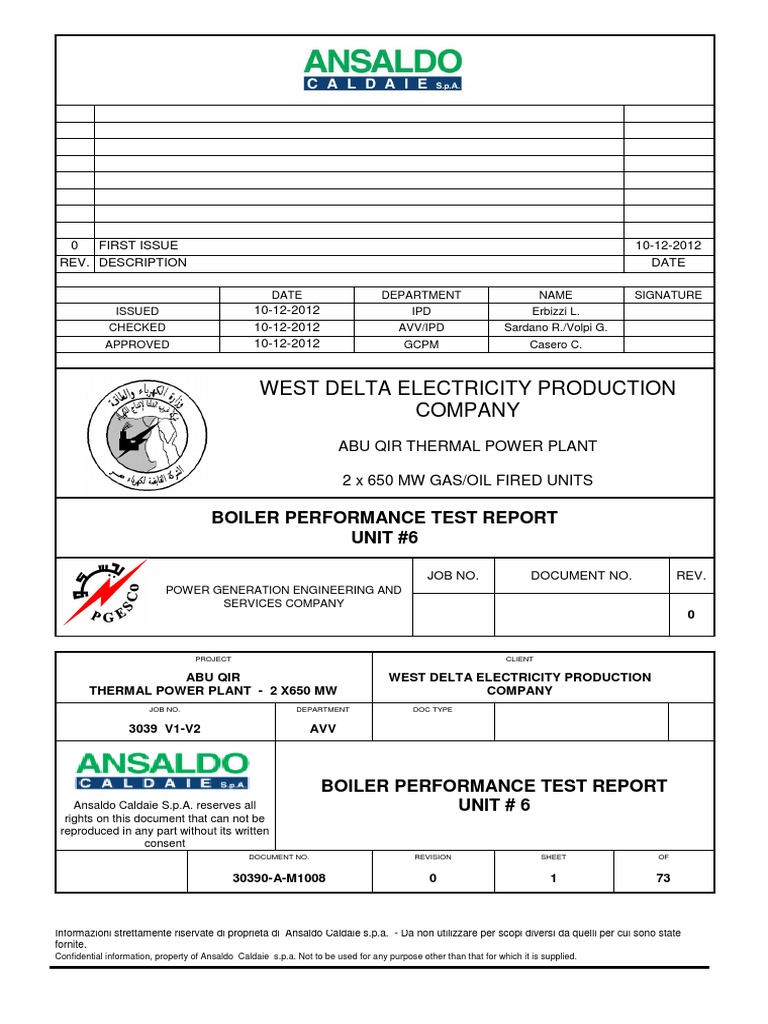 121210 Boiler Performance Test Report Rev0 | Boiler | Power Station