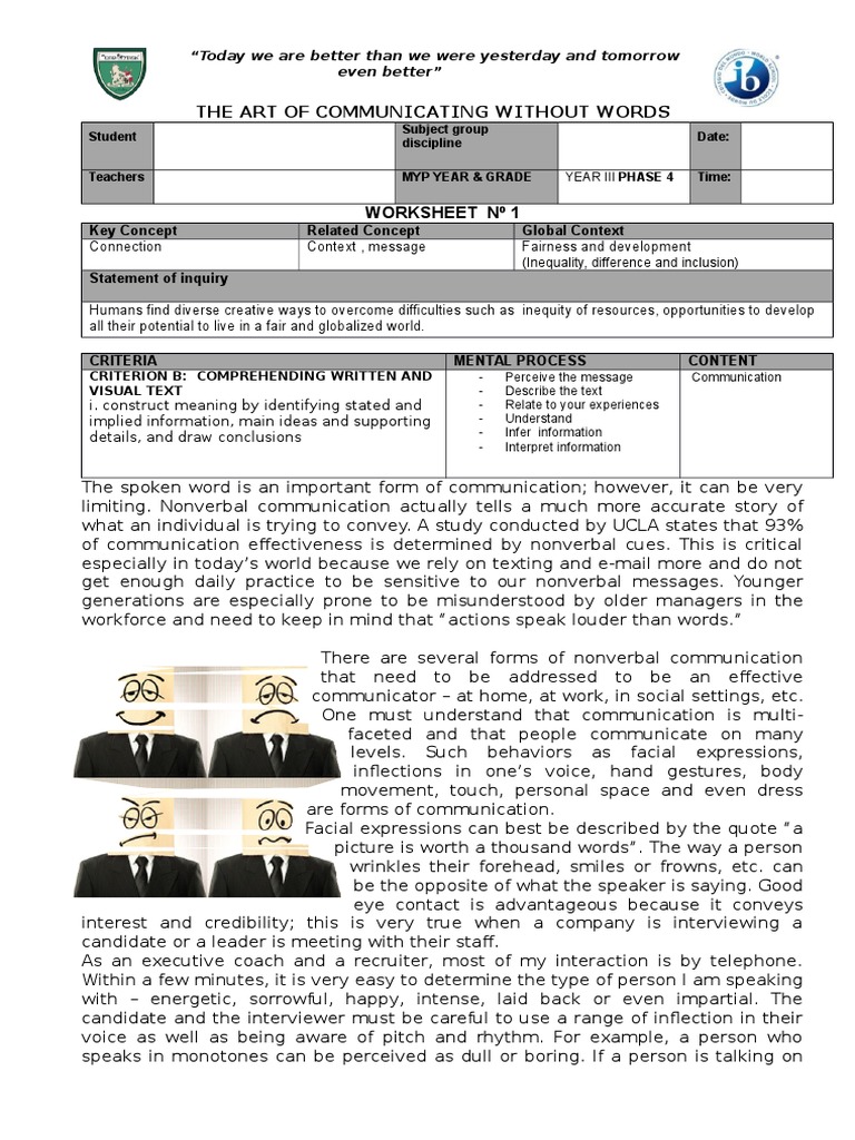 The Art of Communicating Without Words Phase 4 | PDF | Nonverbal ...