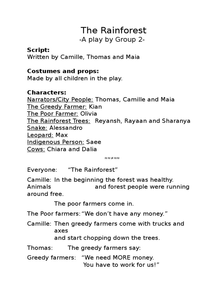 Rainforest Play Script for Kids | PDF | Home & Garden