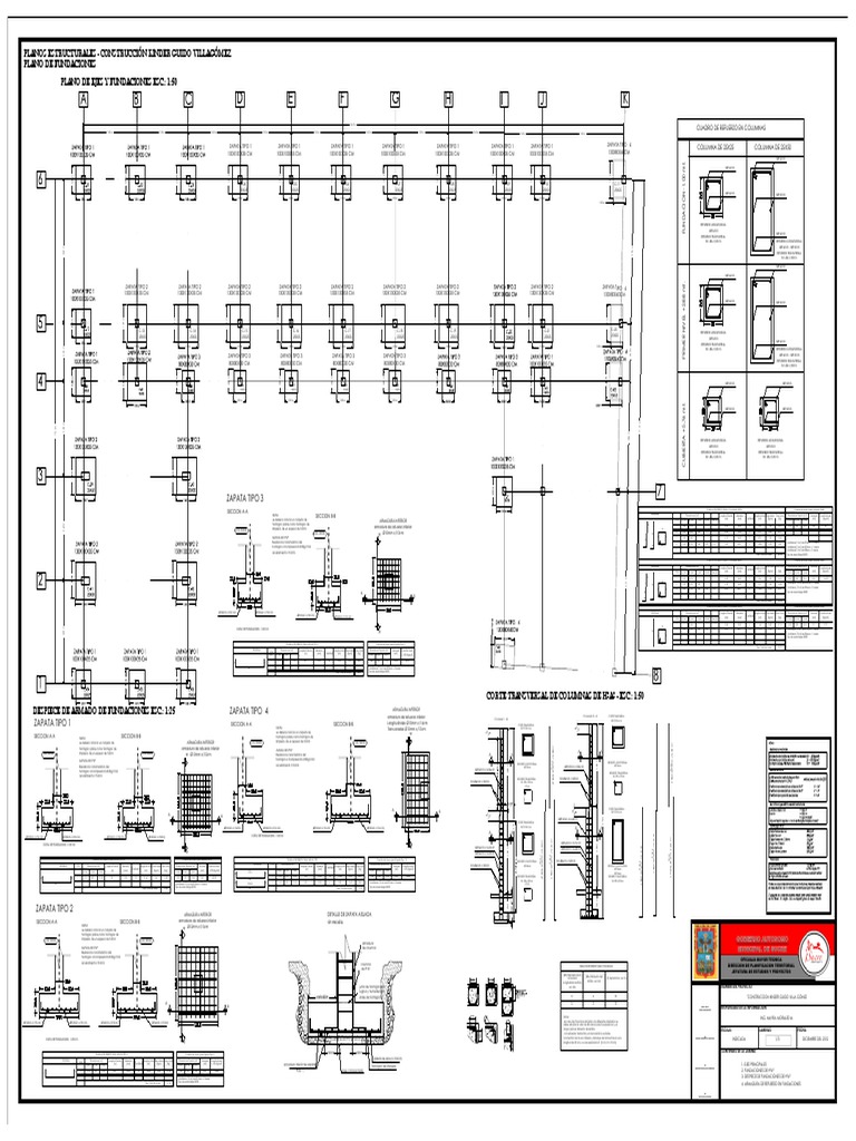 Planos de Columnas y Zapatas 30x30 | PDF