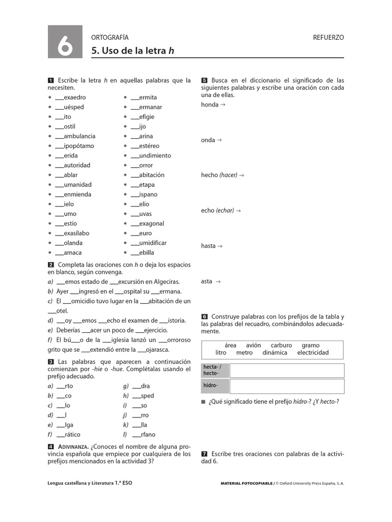 6 REF - Uso de La Letra H | PDF | Lingüística | Idiomas