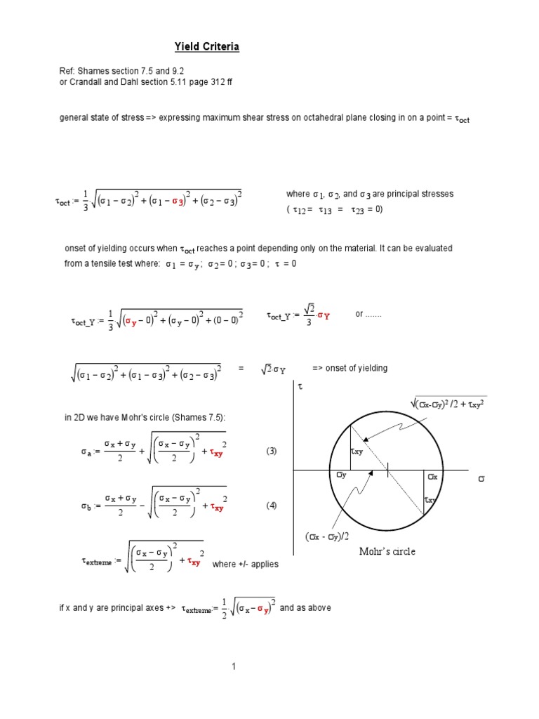 Yield Criteria: X-Y Xy | PDF | Yield (Engineering) | Elasticity (Physics)