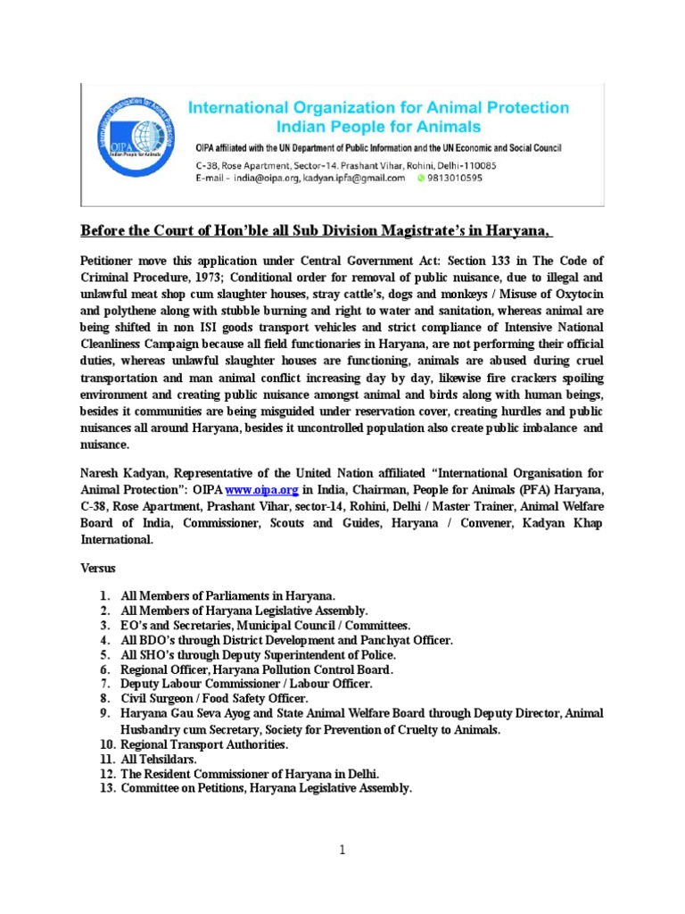 Public Nuisance Under Section 133 CrPC | PDF | Cruelty To Animals ...