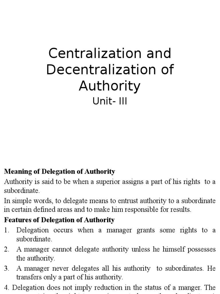 Centralization and Decentralization of Authority | Decentralization ...