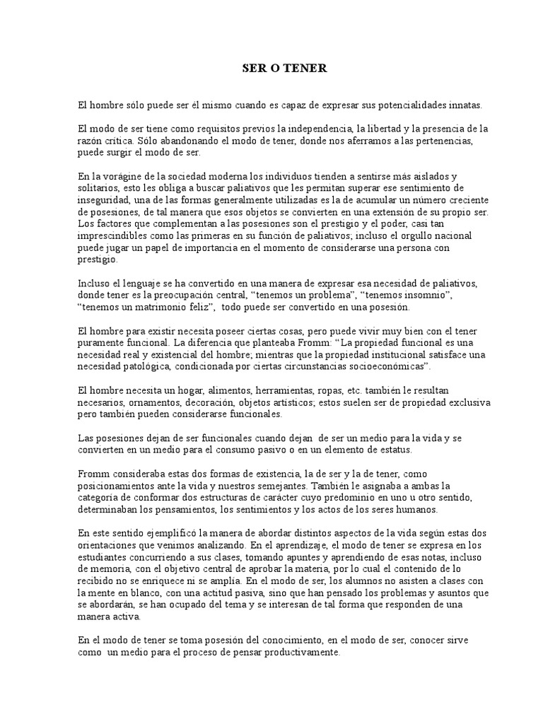 Ser o Tener | PDF | Conocimiento | Mente