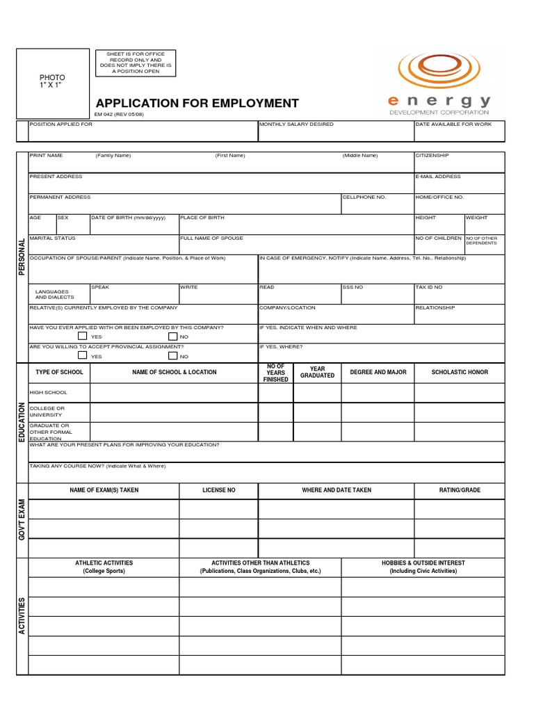 EDC Application Form EM 042 | PDF | Business