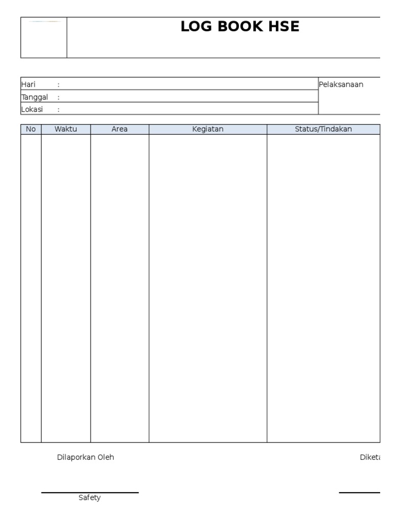 Log Book HSE untuk Keamanan Kerja | PDF