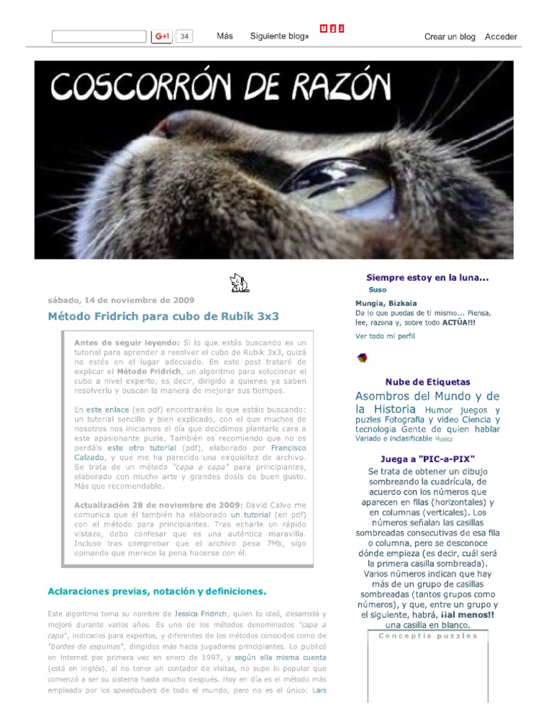 Coscorrón de Razón - Método Fridrich para Cubo de Rubik 3x3 - Backup | PDF