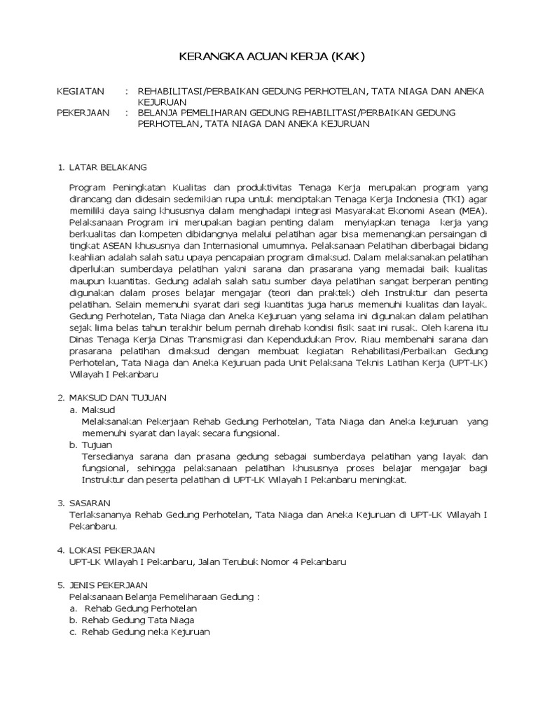 KAK - Rehab Gedung Kantor | PDF