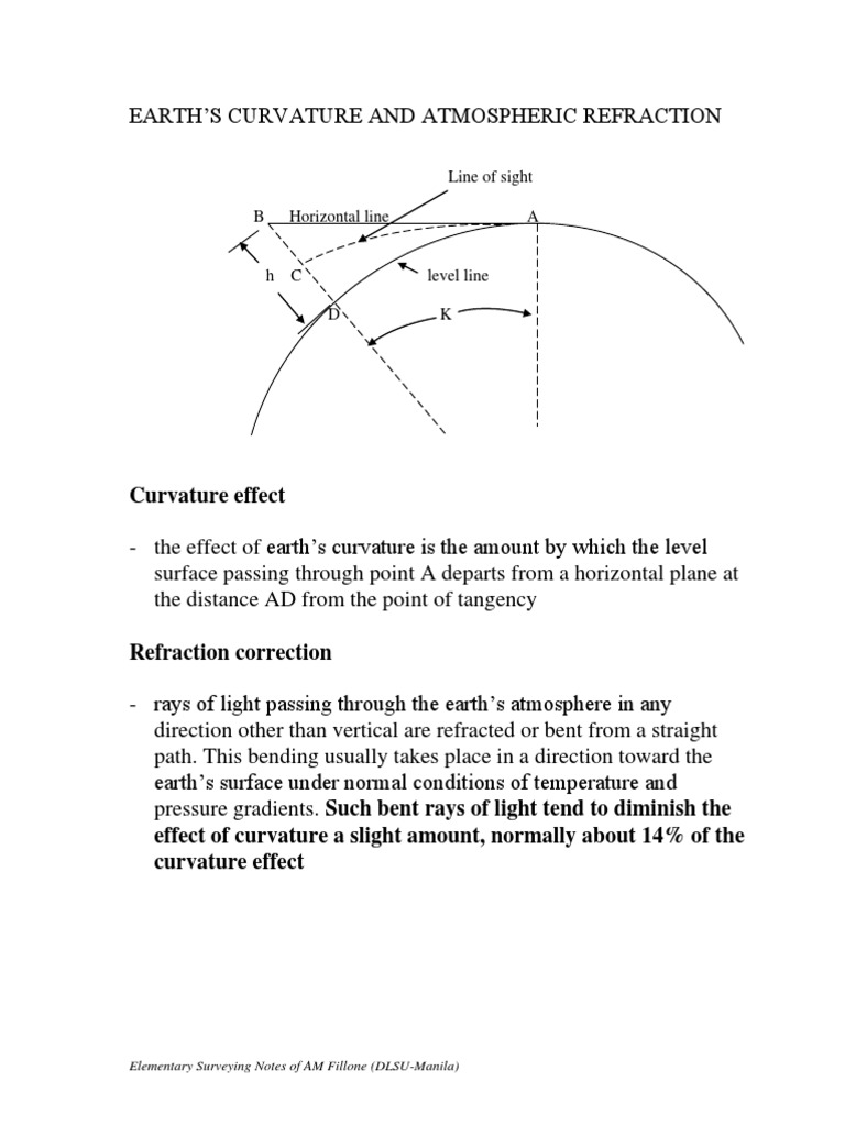 Curvature and Refraction in Levelling | PDF | Applied And ...