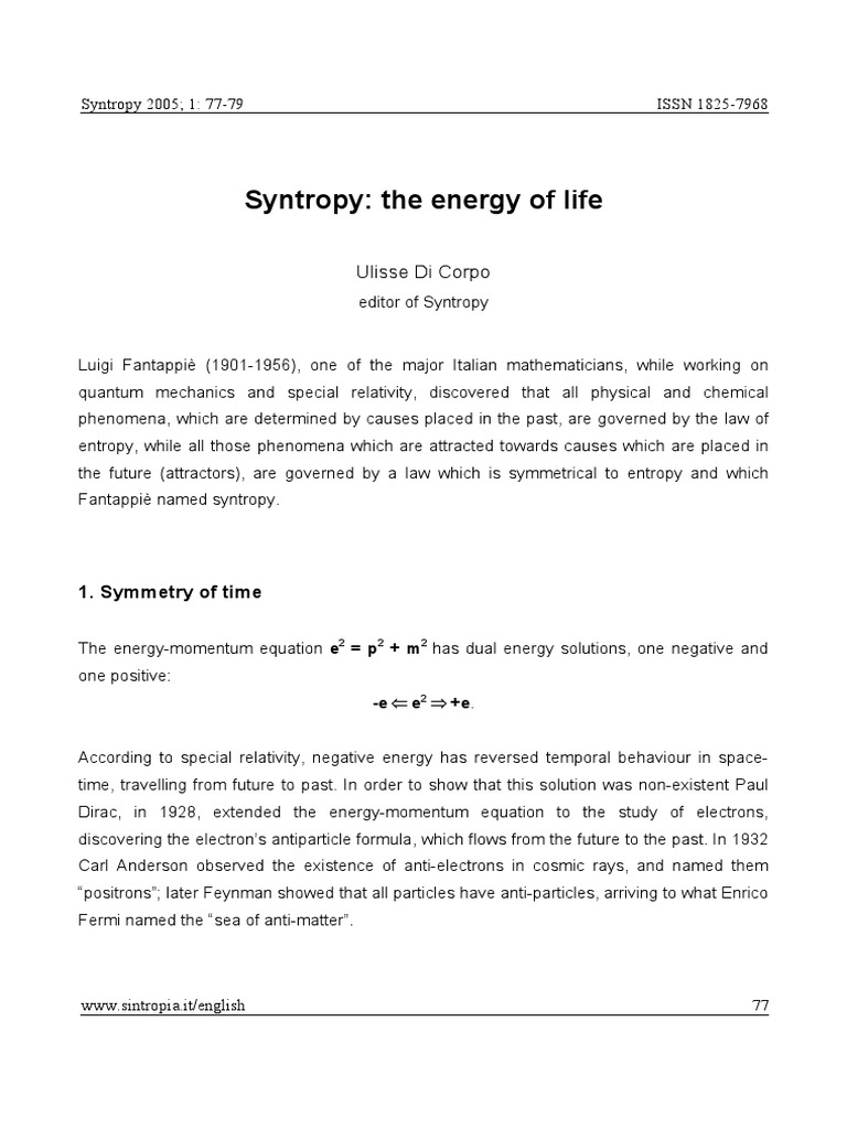 Syntropy PDF | PDF | Entropy | Mechanics