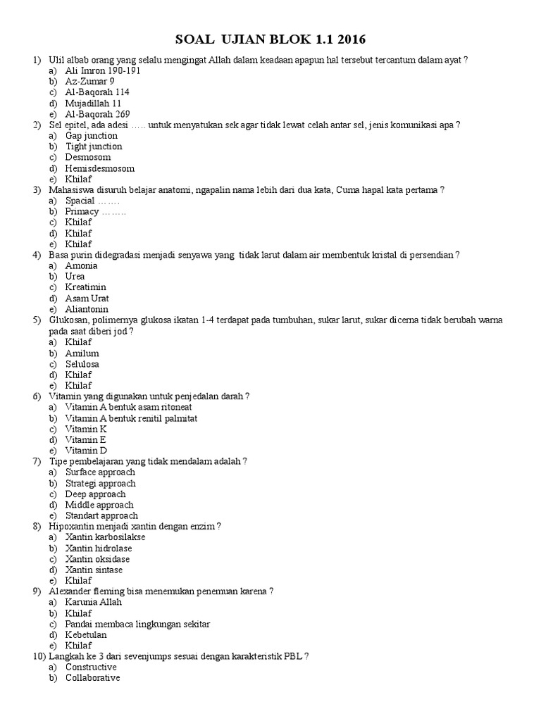 Soal Ujian Blok 1 | PDF