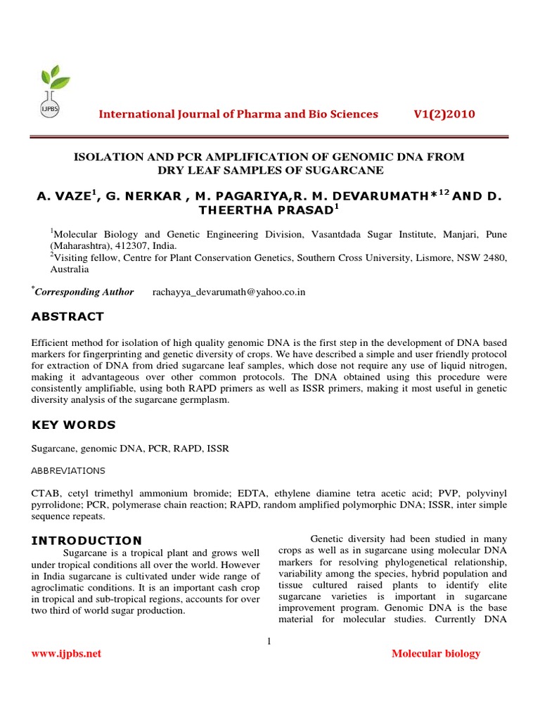 Jurnal Internasional Isolasi DNA | PDF | Polymerase Chain Reaction ...