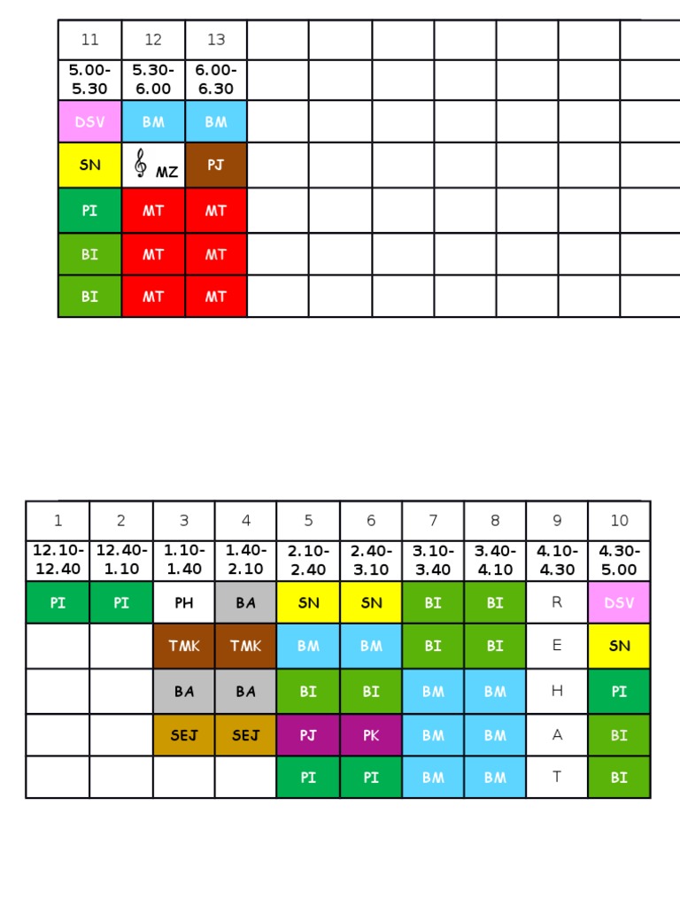 Jadual Template Subjek Utk Tampal | PDF