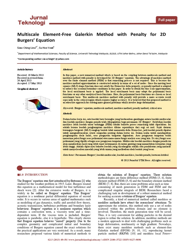 Multiscale Element-Free Galerkin Method With Penalty For 2D Burgers Equation | PDF | Calculus Of ...