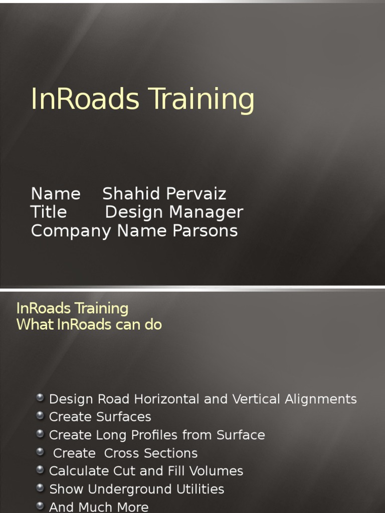 Inroads Presentation DTM | PDF | Computer File | Contour Line