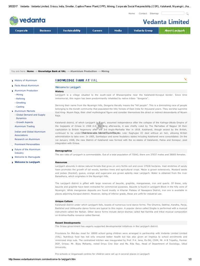 Vedanta - Vedanta Limited, Orissa, India, Smelter, Captive Power Plant ...