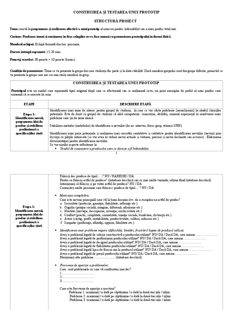 Structura Proiect - Realizare Prototip | PDF