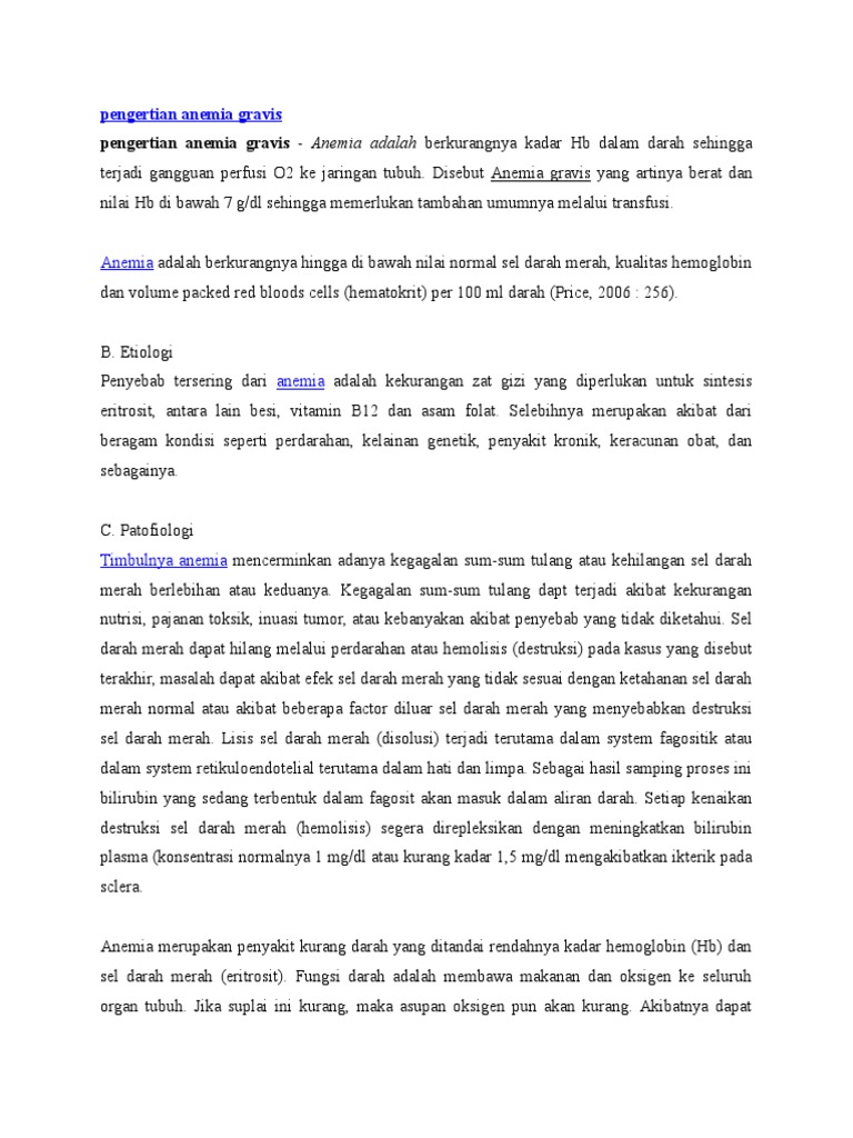 Pengertian Anemia Gravis Sgot SGPT | PDF
