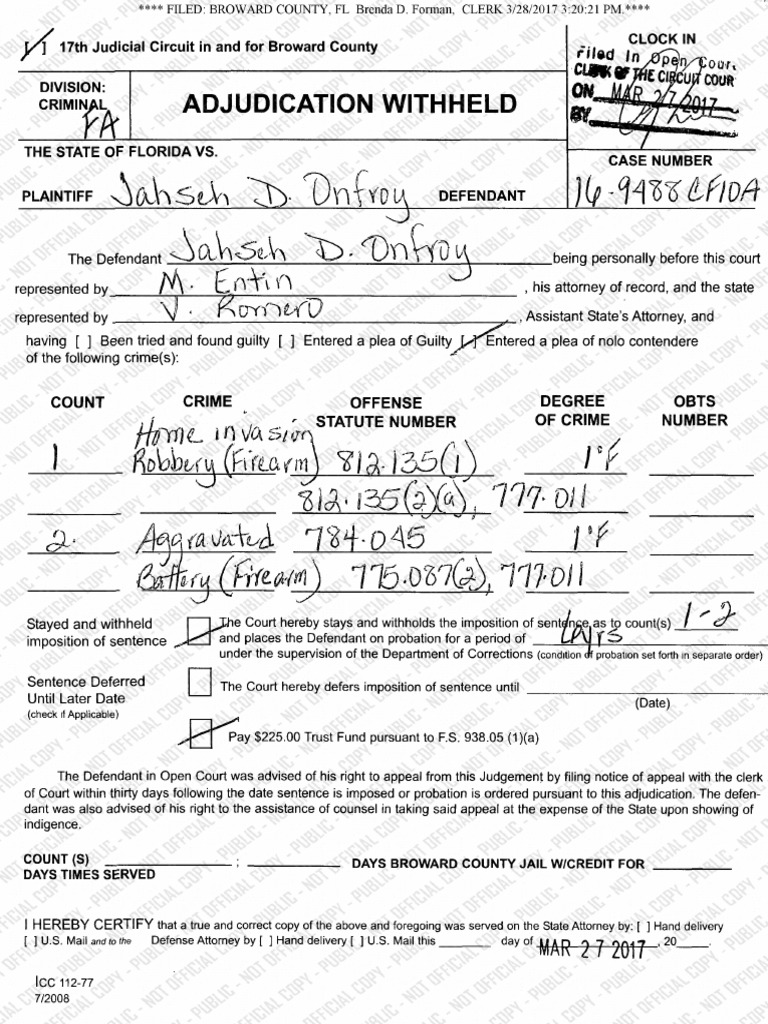 Jahseh Onfroy Adjudication Withheld | PDF