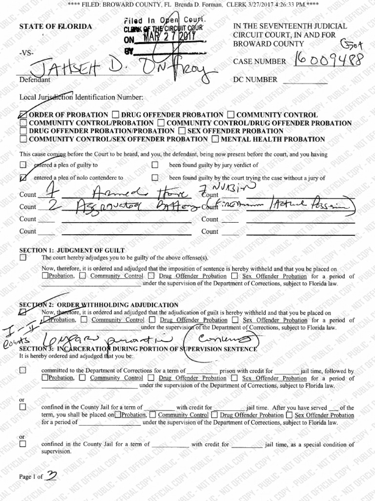 Jahseh Onfroy Probation Order | PDF