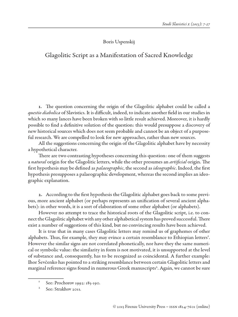 Glagolitic Script As A Manifestation of Sacred Knowledge PDF | PDF ...