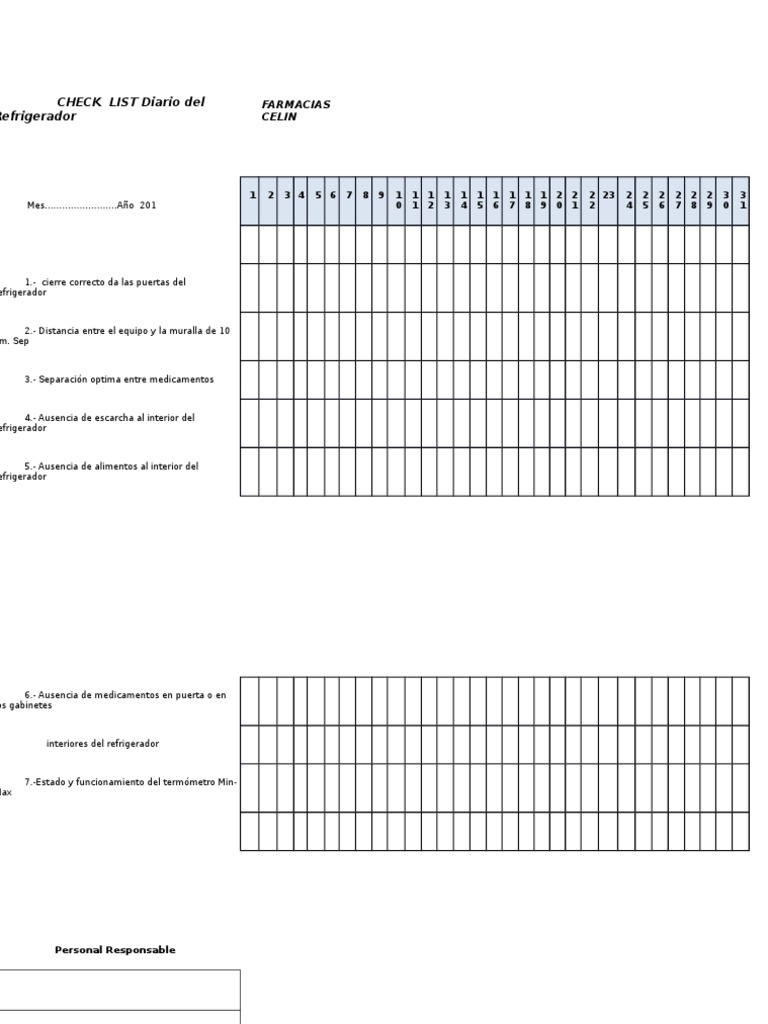 Daily refrigerator checklist for pharmacies | PDF | Deportes | Ocio