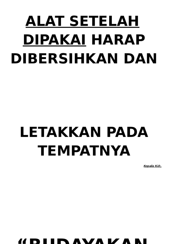 Alat Setelah Dipakai Harap Dibersihkan Dan Letakkan Pada Tempatnya | PDF