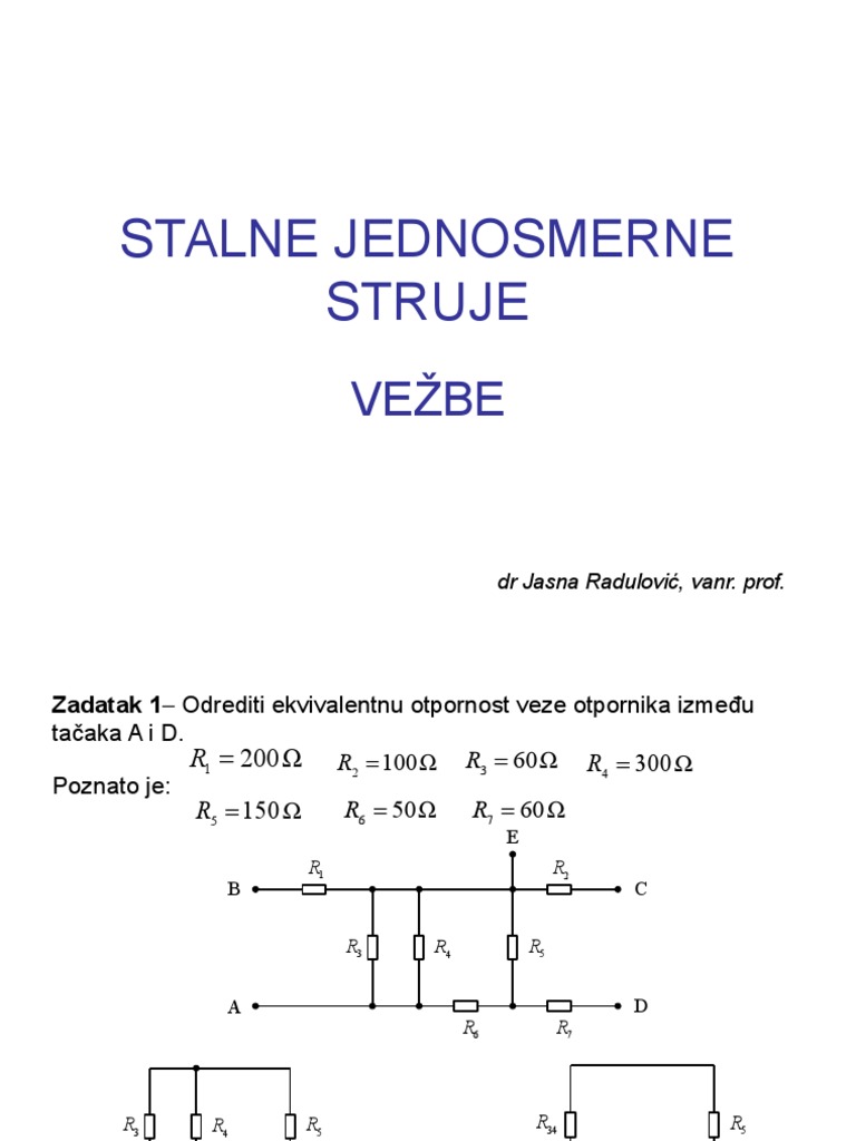 Stalne Jednosmerne Struje Vezbe | PDF
