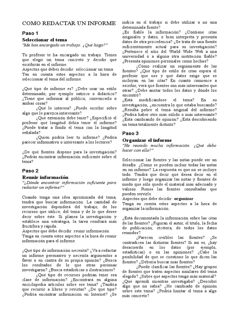 Como Redactar Un Informe | PDF