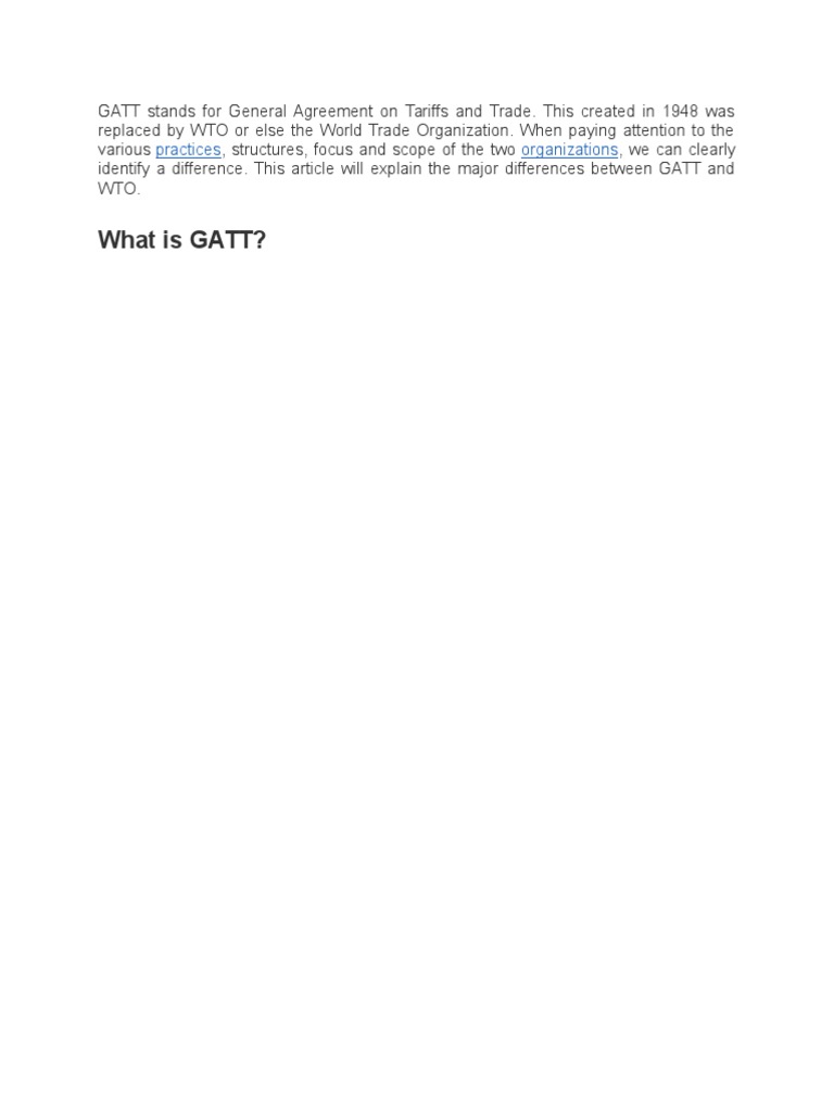 What Is GATT?: Practices Organizations | PDF | Finance & Money Management
