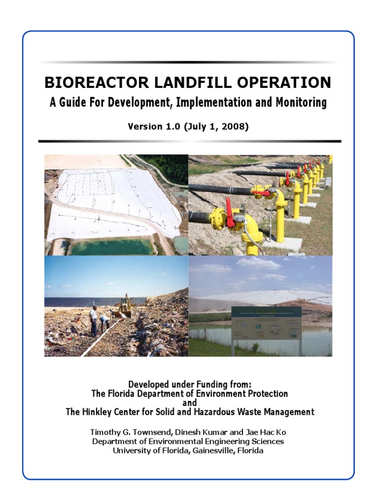 A Guide for Bioreactor Landfill Operation | Waste | Landfill | Free 30 ...