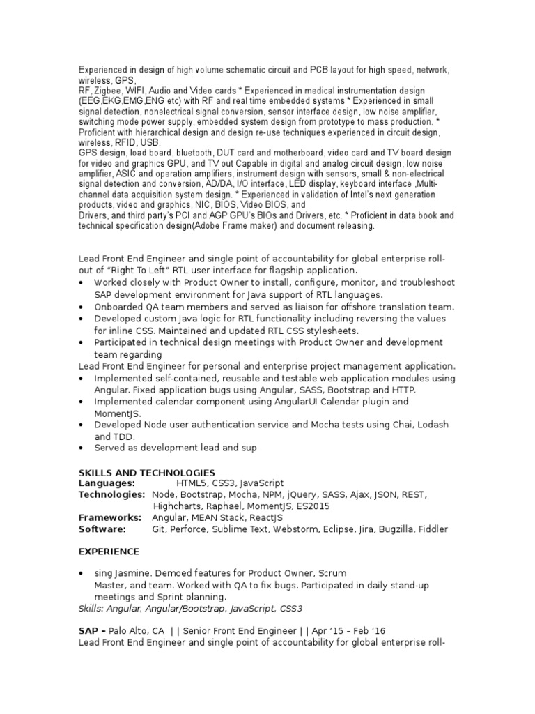 Front End Resume | PDF | Bootstrap (Front End Framework) | Java Script