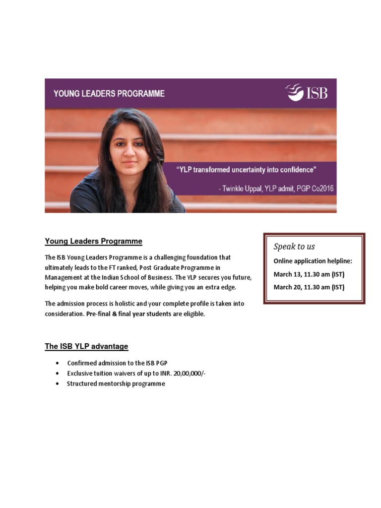 ISB Young Leaders Programme Overview | PDF