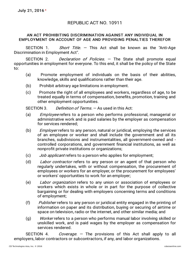 Ra 10911 | PDF | Trade Union | Employment