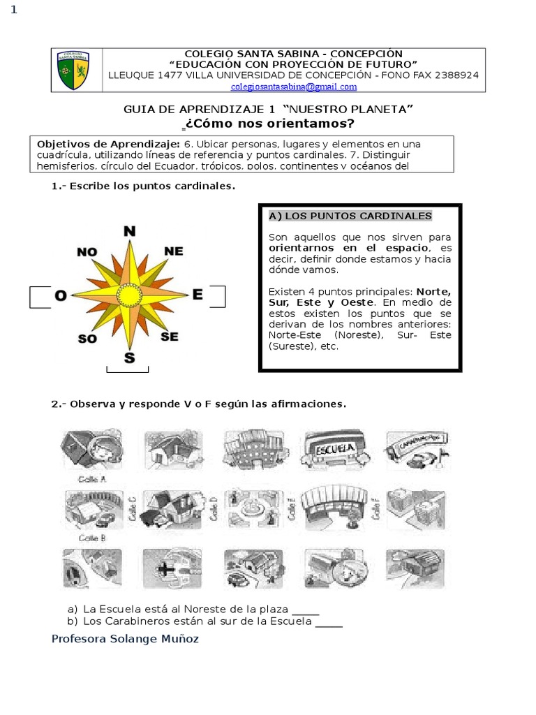 Guía de Puntos Cardinales 3° Básico | PDF | Tierra | Ciencias de la Tierra