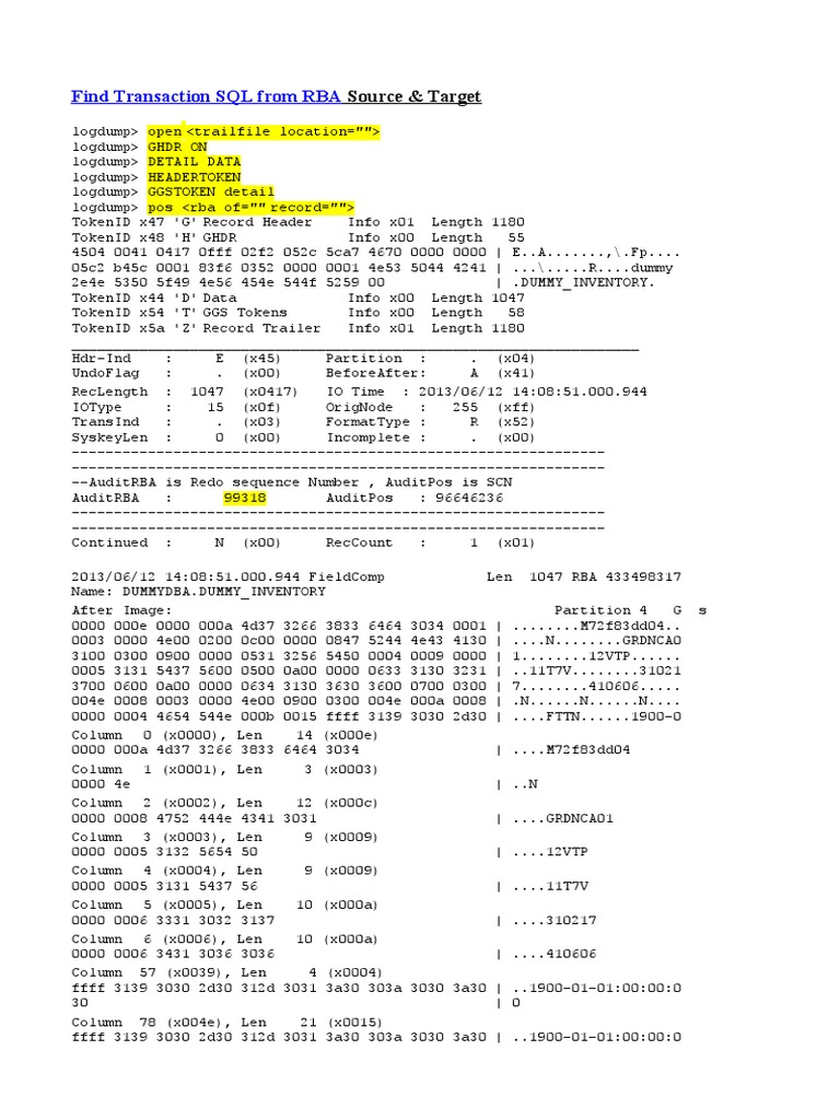 Find Transaction SQL From RBA Source & Target | PDF | Oracle Database | Database Transaction