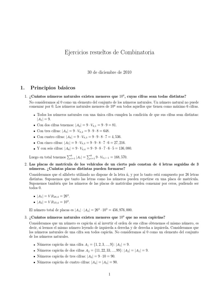 EJERCICIOS Solucion TEMA5 Combinatoria | PDF | Entero | Número natural
