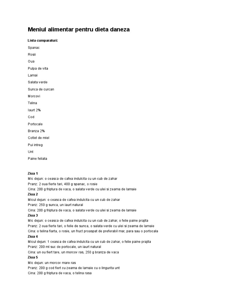 Meniu Daneza | PDF