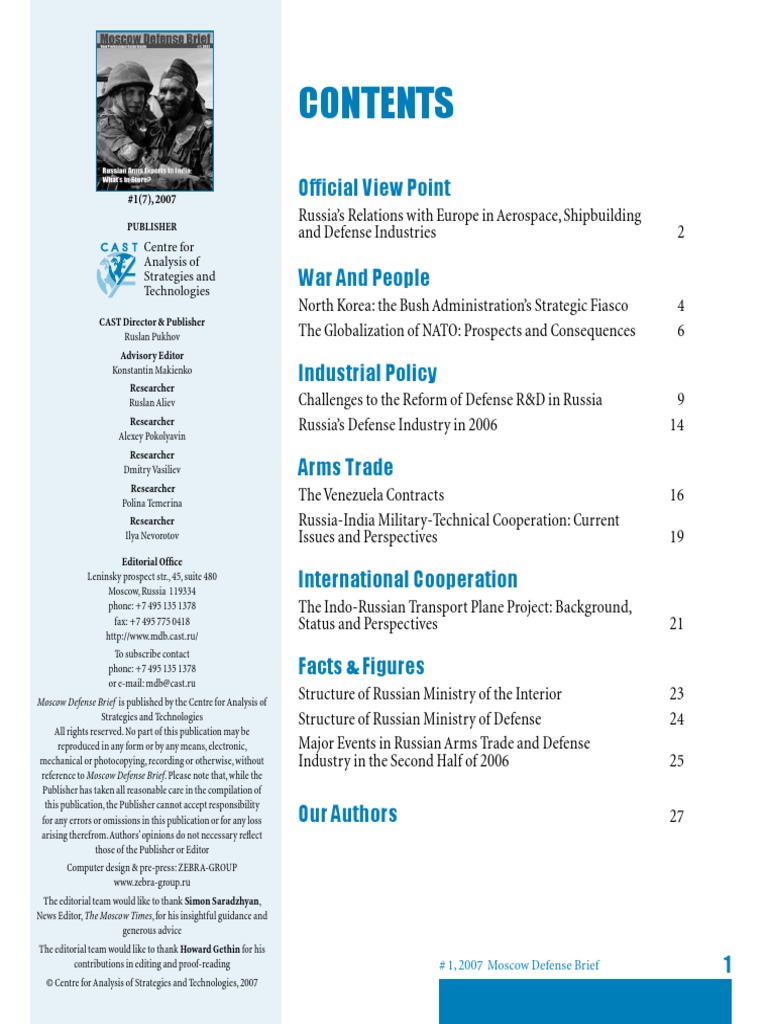 ºmoscow Defense Brief 1-2007 PDF | PDF