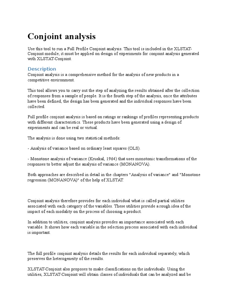Conjoint Analysis | PDF | Statistical Classification | Regression Analysis